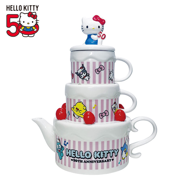 Hello Kitty 50th Anniversary Cake-shaped Tea Set - Adorable Collectible ...
